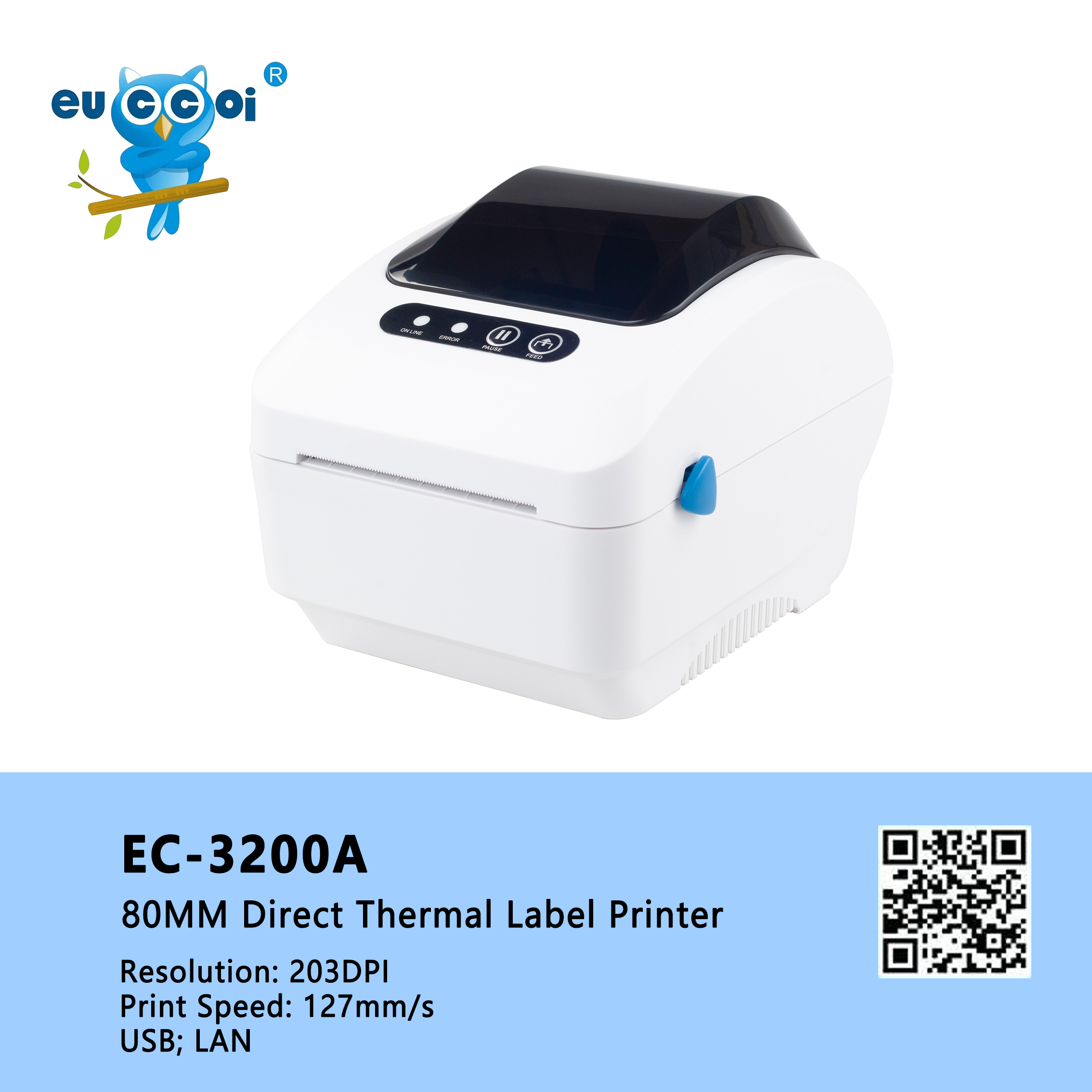 EUCCOI EC-3200A Direct Thermal Label Printer